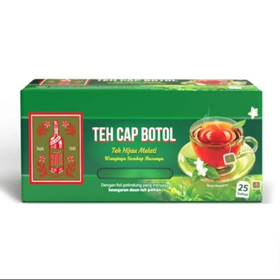 Jual Teh Cap Botol Hijau Kotak isi 25 Cap Botol Teh Melati Teh Celup ...
