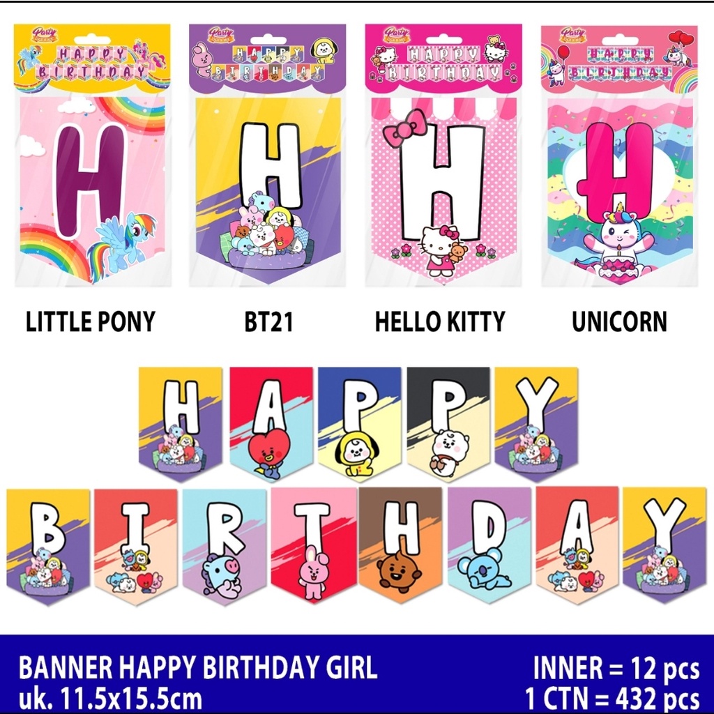 Jual banner hbd girl perempuan bentuk atau bendera satuan | Shopee ...