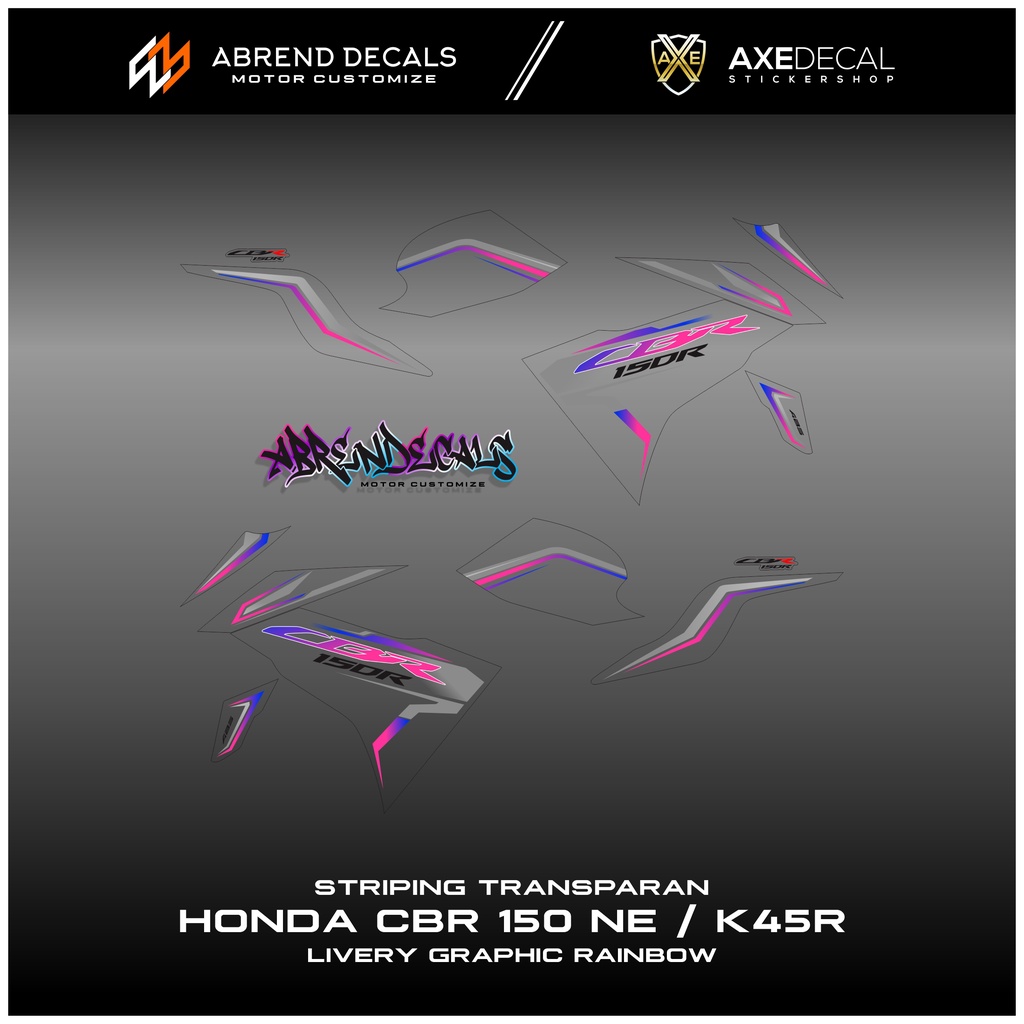 Jual Striping CBR 150R New K45R Graphic Rainbow Bahan Transparan / Stiker Motor honda CBR 150 R ...