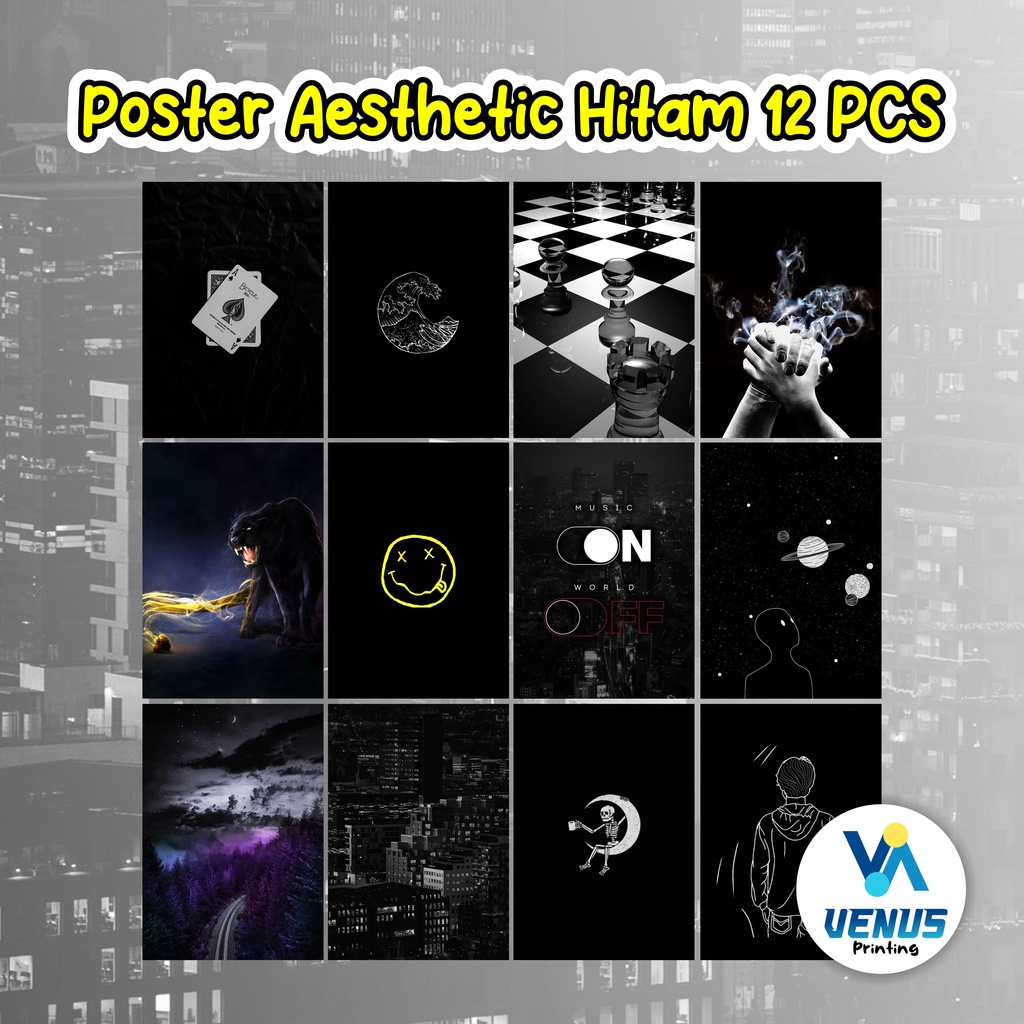 Jual Poster Aesthetic Black A4, Gambar Aesthetic Hitam , Pajangan ...