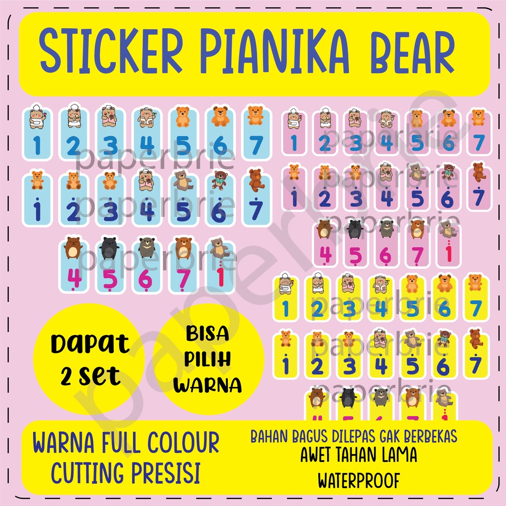 Jual BEAR Stiker pianika sticker pianika not piano tuts pianika not ...