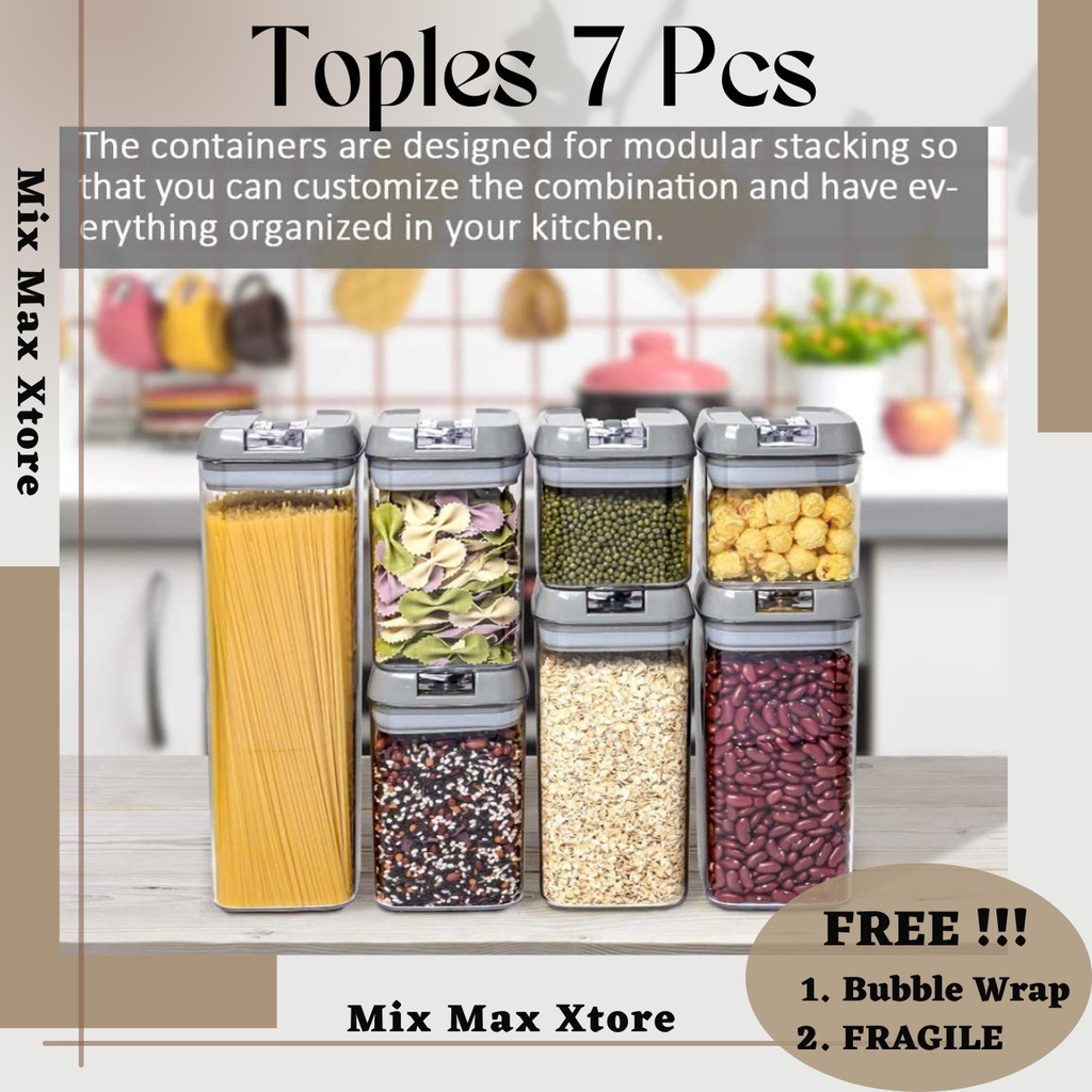 Jual Paket Toples Wadah Penyimpanan Makanan 7 PCS Food Storage ...