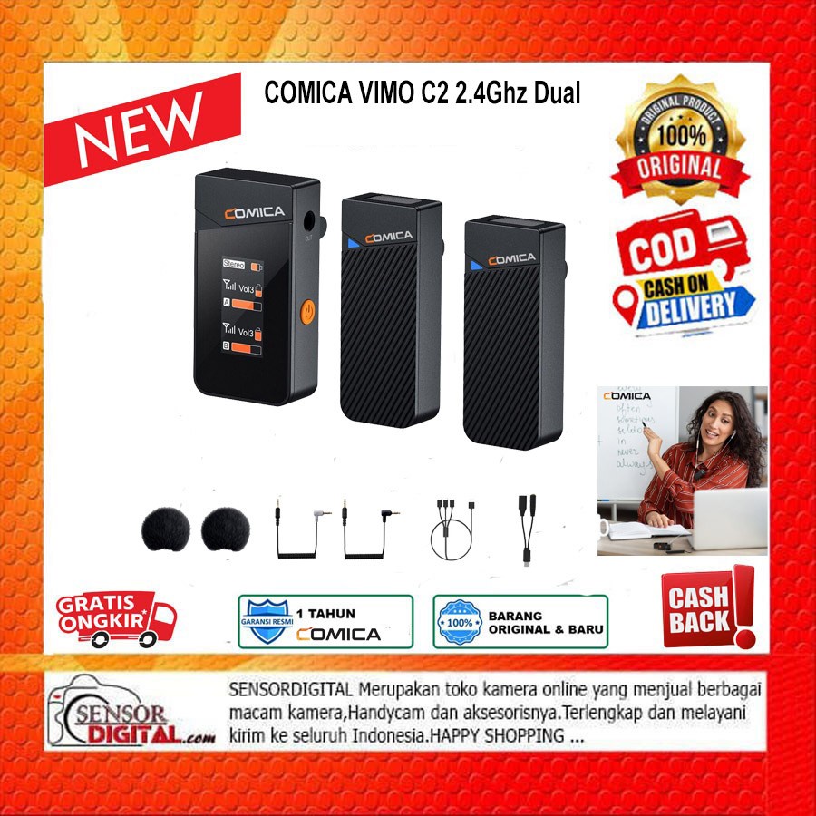 Jual COMICA VIMO C2 2.4Ghz Dual Channel Mini Wireless Microphone Mic ...