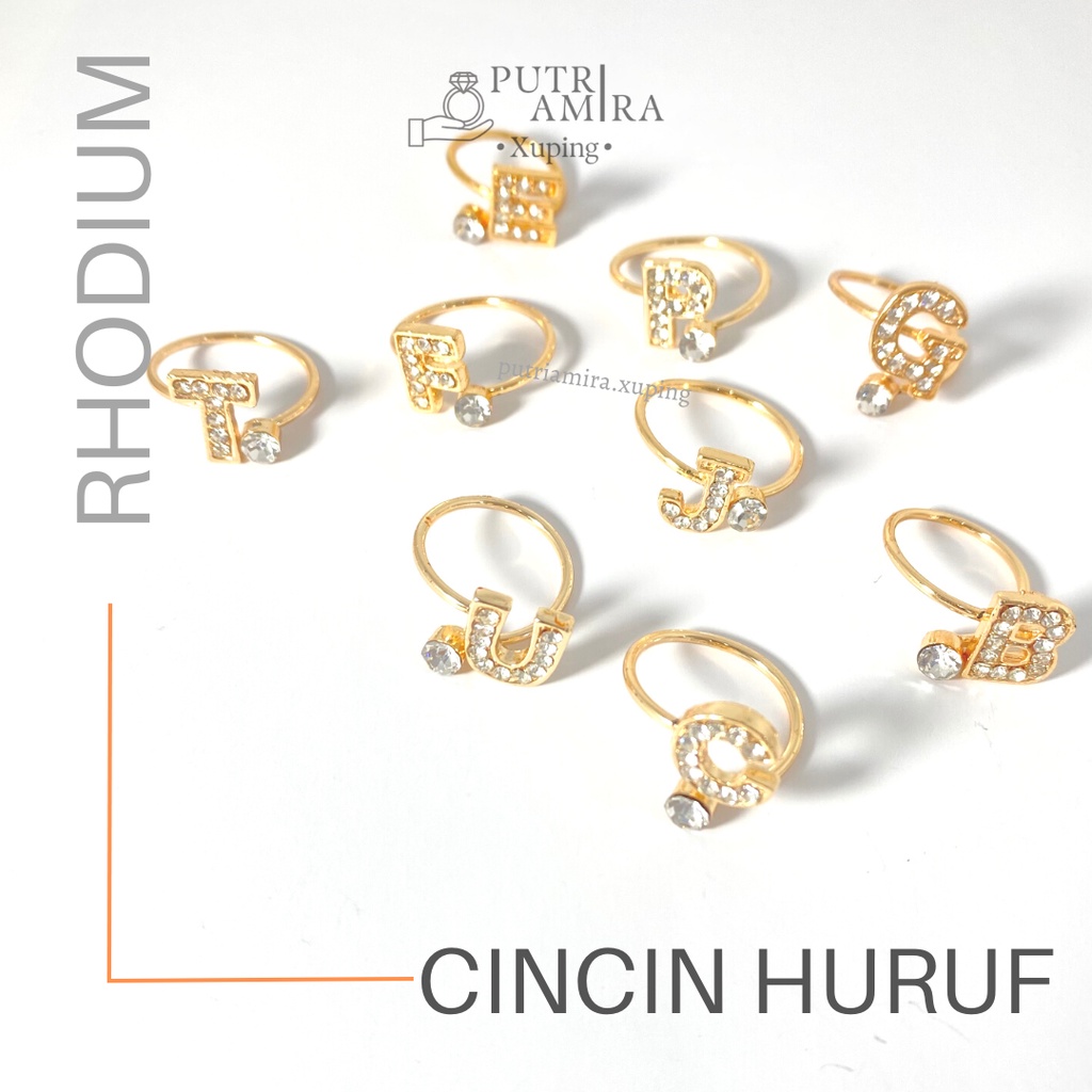 Jual (COD) Cincin HURUF/INISIAL RHODIUM / PutriAmira | Shopee Indonesia