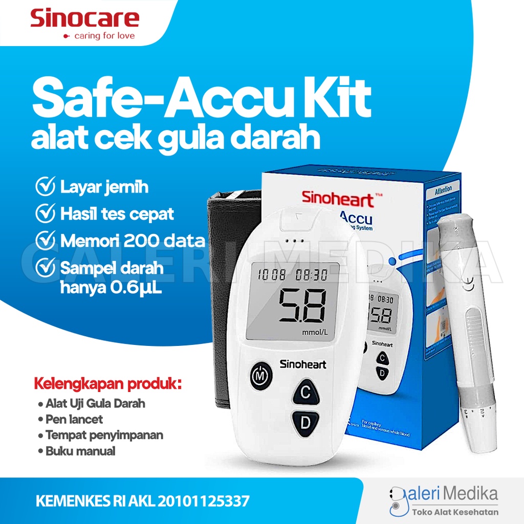 Jual Sinocare Sinoheart Safe Accu Alat Tes Gula Darah / Glukometer ...