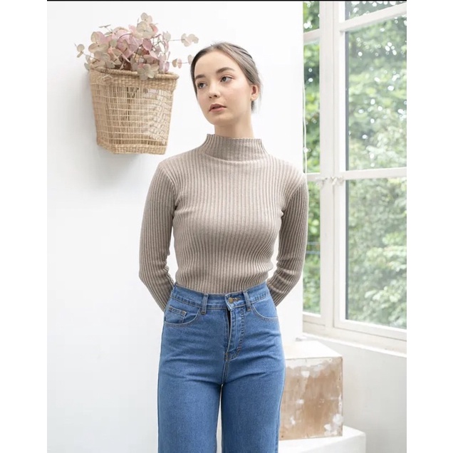 Jual Zaviera Inner Rajut Lengan Panjang Model Pas Turtleneck | Manset ...