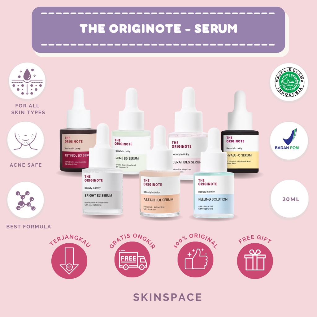 Jual THE ORIGINOTE Serum Acne B5 , Bright B3 , Ceratides , Peeling ...
