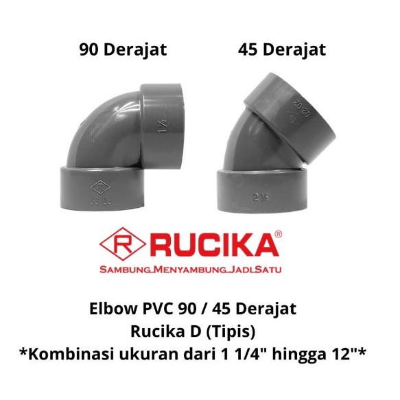 Jual Elbow / Knee PVC Rucika 2" Inch D (Tipis) 90 Derajat | Shopee ...