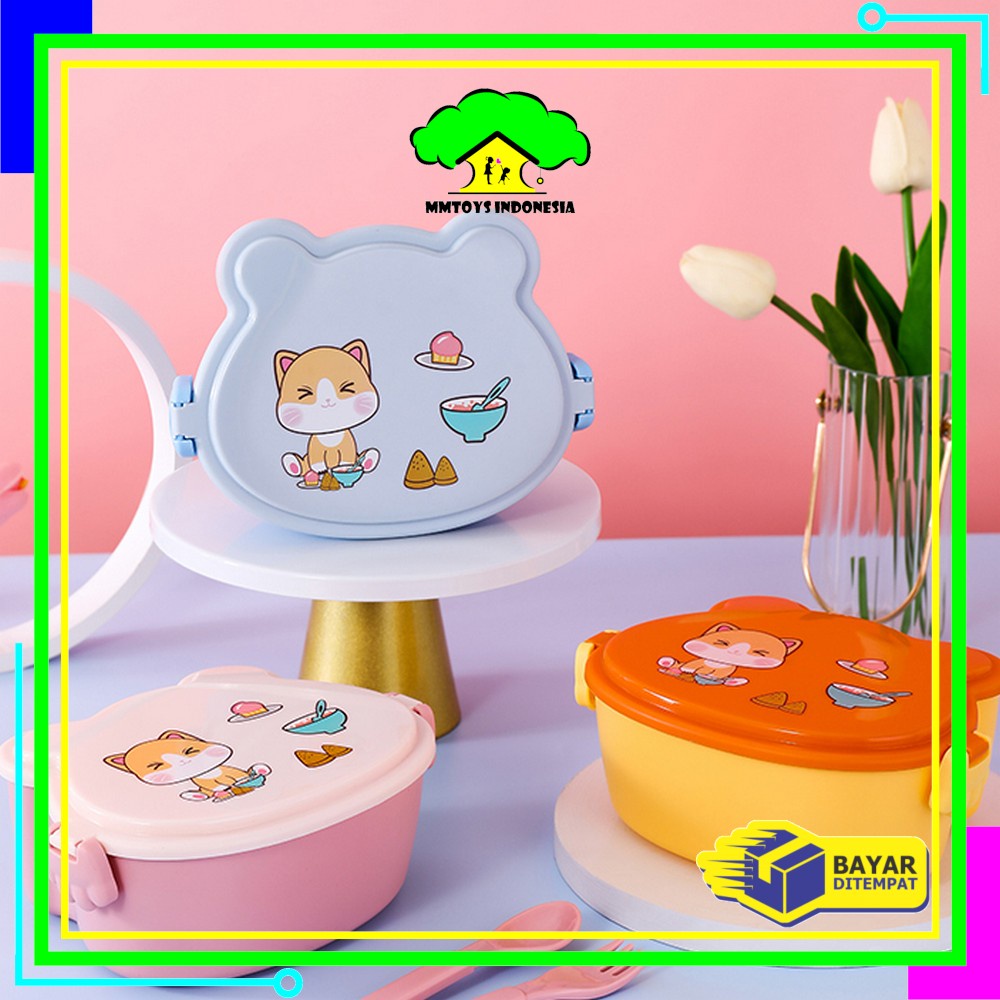 Jual MI-C777 Kotak Bekal Anak Set Sendok Garpu Motif Cartoon Lucu Lunch Box / Tempat Makan ...