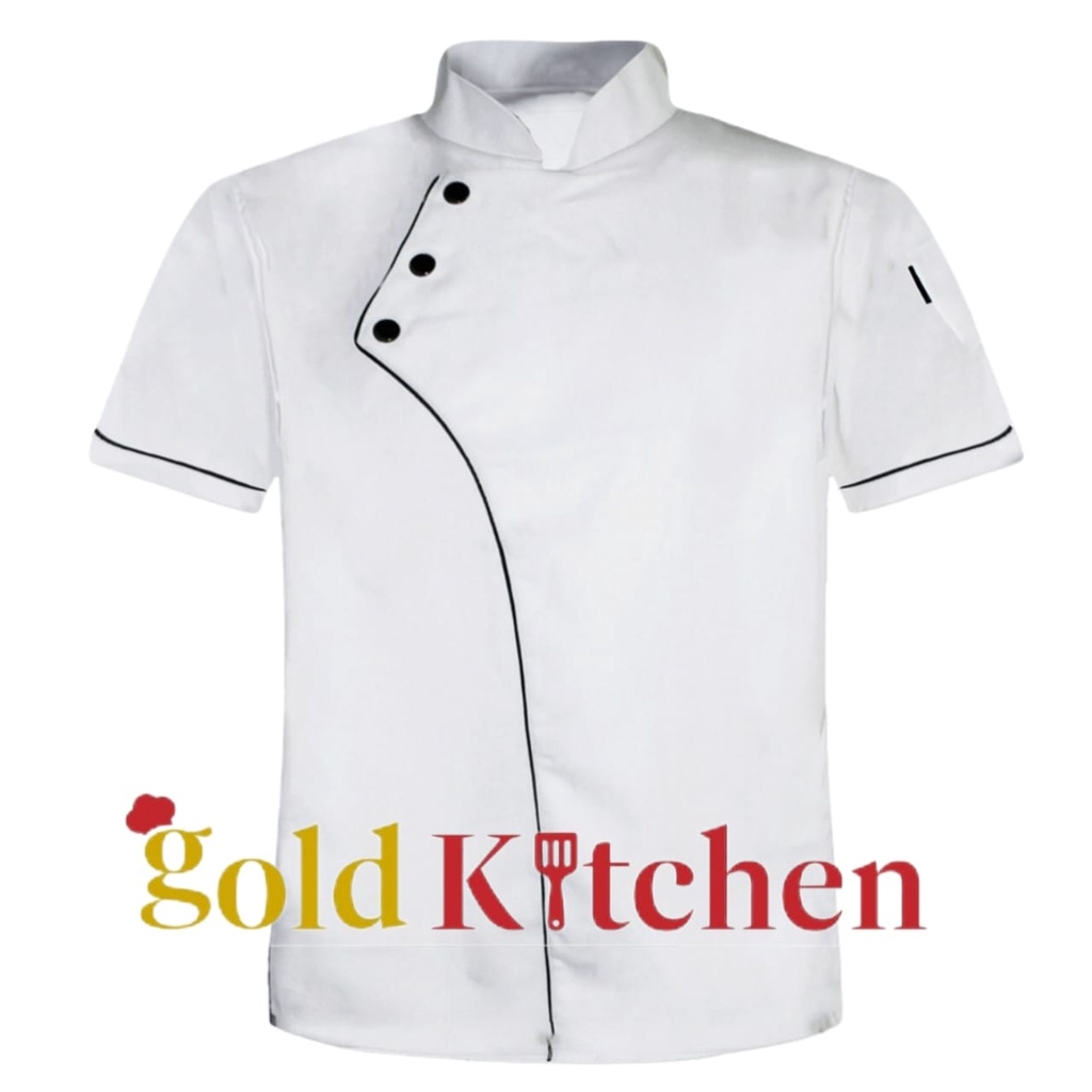 Jual Baju Koki Chef Jacket Lengan Pendek Pria Wanita Bahan American ...