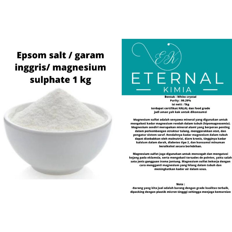Jual epsom salt / garam inggris / magnesium sulphate 1 kg | Shopee ...