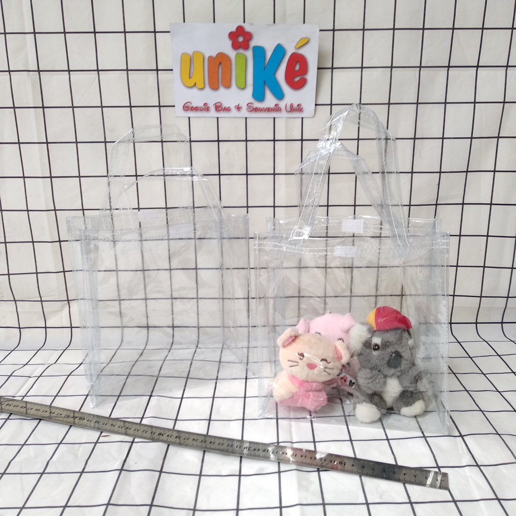 Jual TAS TENTENG MIKA POLOS 21x12x22 cm Polos 0.2 Goodie Bag Transparan ...