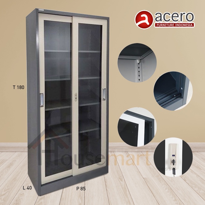Jual Lemari Besi Sliding Kaca AA-19SL - Steel Office Cabinet/Lemari ...