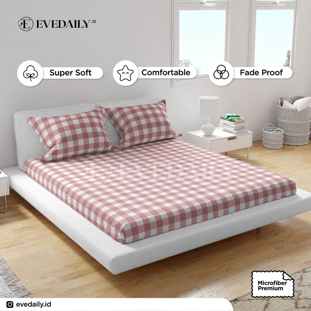Jual Sprei Karet Motif Gingham Pink 200x200 180x200 160x200 140x200 ...