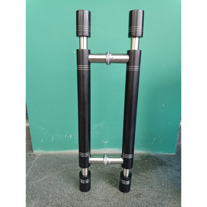 Jual Handle pintu rumah baut tembus kaca stainlis bulat hitam panjang ...