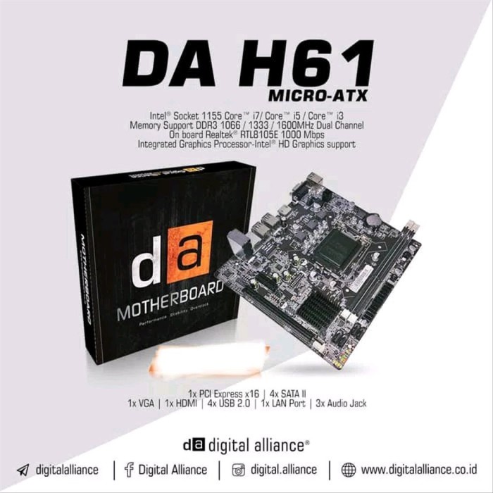 Jual Motherboard Digital Alliance H61 Intel LGA 1155 DDR3 | Mainboard ...
