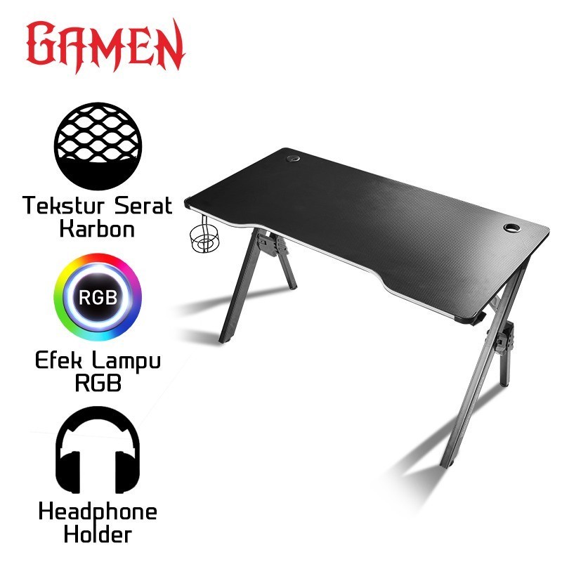 Jual GAMEN RGB Meja Gaming Table Battle Desk RGB Black / Meja Komputer ...