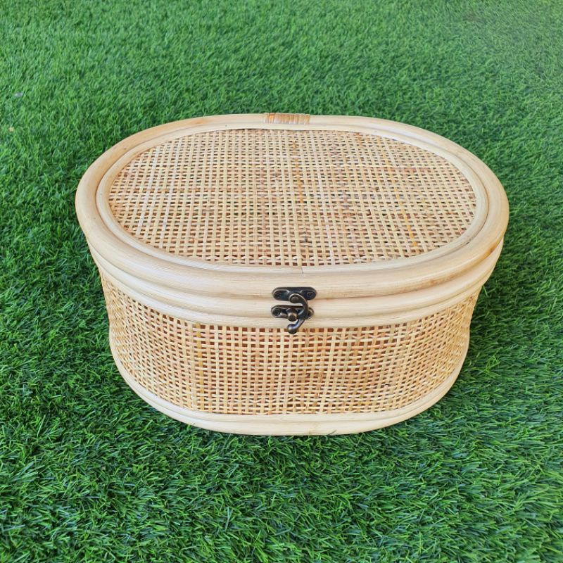Jual box hampers rotan oval / rattan storage | Shopee Indonesia