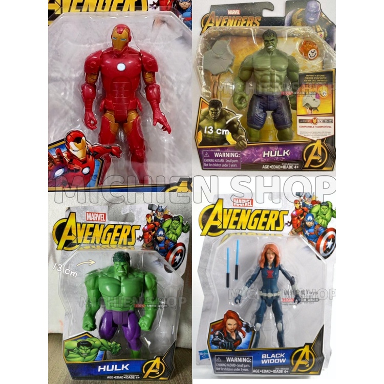 Jual mainan Marvel Avengers Iron man Hulk Black Widow Hasbro | Shopee ...