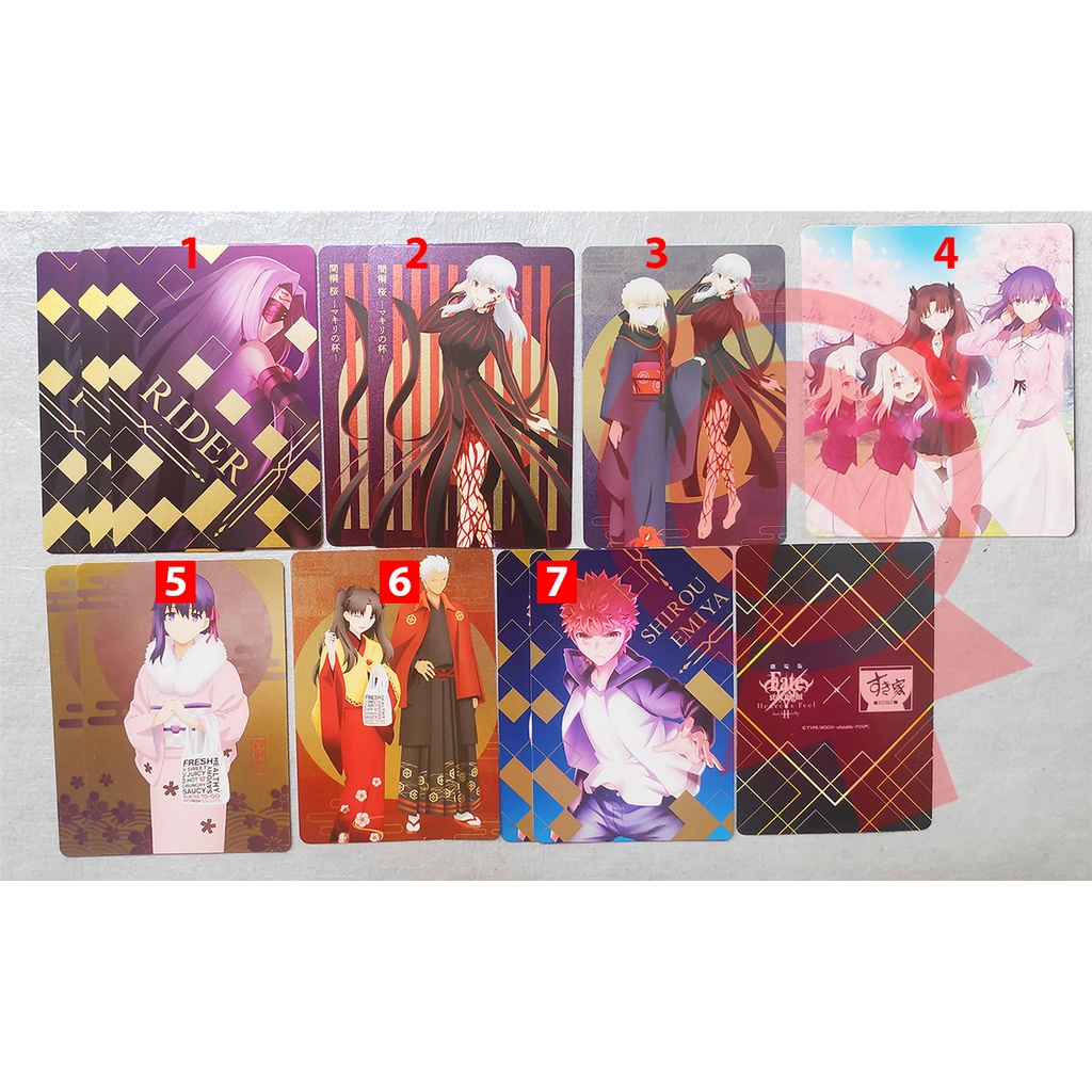 Jual Fate Stay Night Heaven's Feel FSN X Sukiya Card FGO Rider Sakura Altria Rin Archer Emiya ...