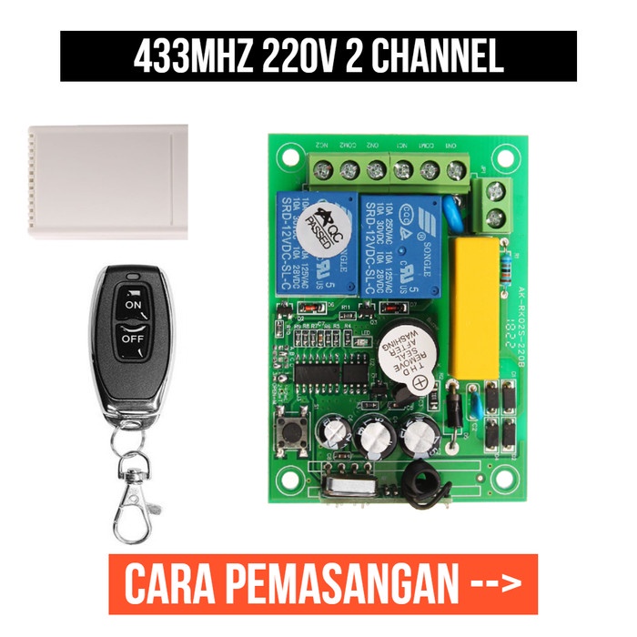 Jual Rf433 220V 2 Channel 2 CH Wireless Switch 433MHZ 2CH 10A PLN AC ...