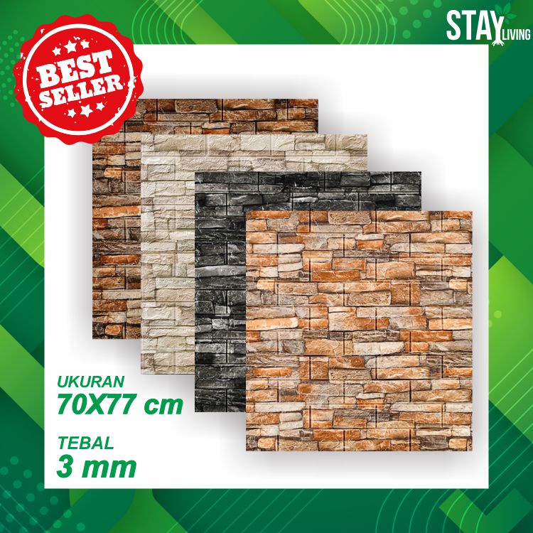 Jual Wallpaper Dinding 3D Sticker Batu Alam 70x77cm Wallstiker Dinding ...