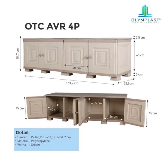 Jual Olymplast Otc Avr 4P Lemari Meja Tv Nakas Rak Tv Bufet Plastik 4 ...