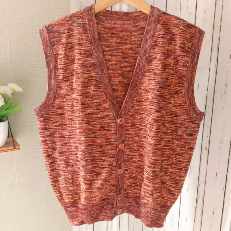 Jual vest rompi rajut pattern vintage look like missoni | Shopee Indonesia