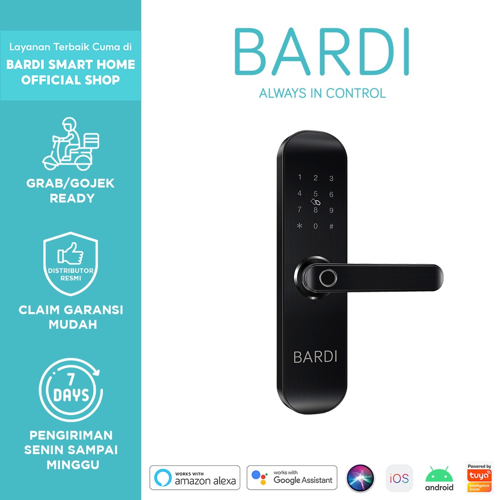 Jual BARDI Smart Home Door Lock Handle RFID-Fingerprint Waterproof | Shopee Indonesia