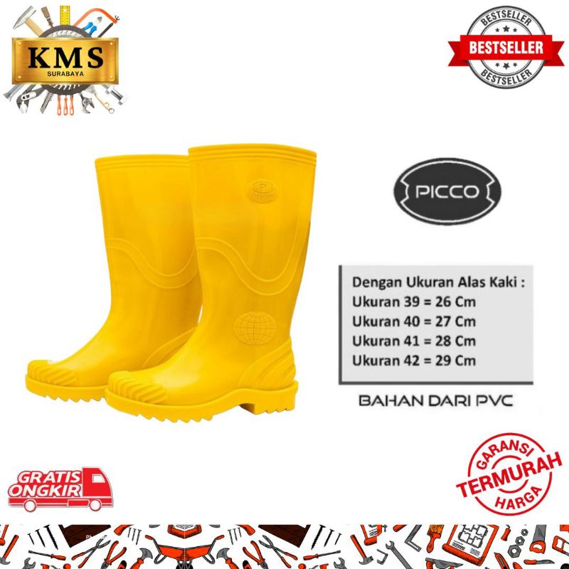 Jual Sepatu Boot / Boots Proyek Picco Kuning ( Safety - Karet - Anti ...