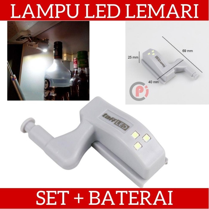 Jual Lampu LED Lemari Furniture Hinge Kabinet Set Plus Baterai Cahaya ...