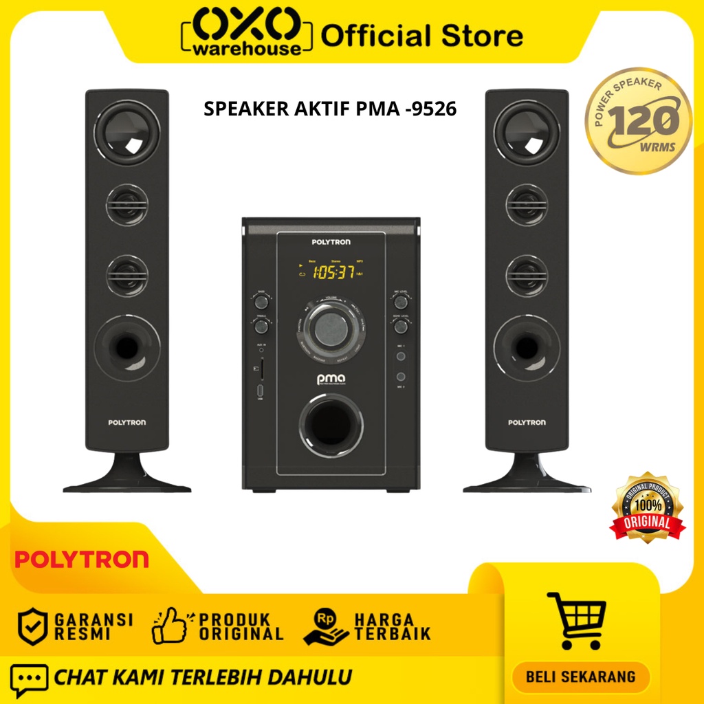 Jual Polytron Bluetooth Speaker Multimedia Karaoke Pma 9526 B Low Watt