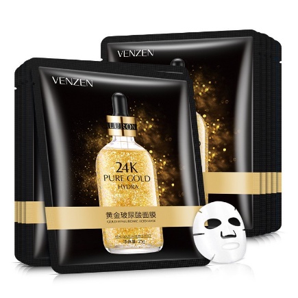 Jual VENZEN/veze 24K Pure Gold Hyaluronic Acid Facial Mask | Shopee ...