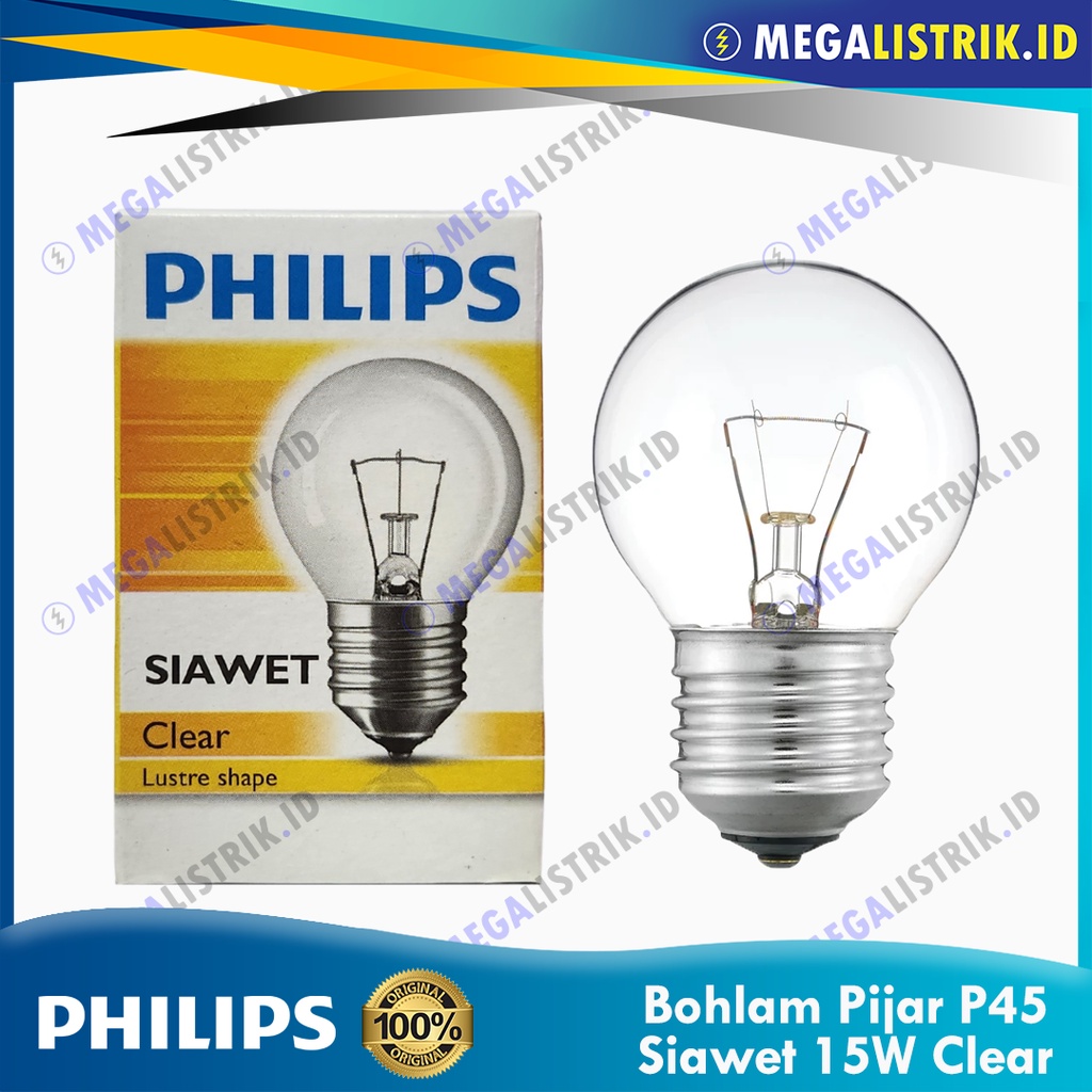 Jual PHILIPS LAMPU DOP PIJAR 15W CLEAR / BOHLAM SIAWET 15 WATT P45 STANDARD LUSTRE E27 220V AC ...