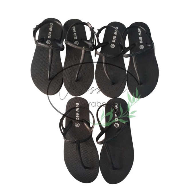 Jual SANDAL JEPIT NEWERA HITAM POLOS SANDAL CEWEK SANDAL SANTAI SANDAL ...