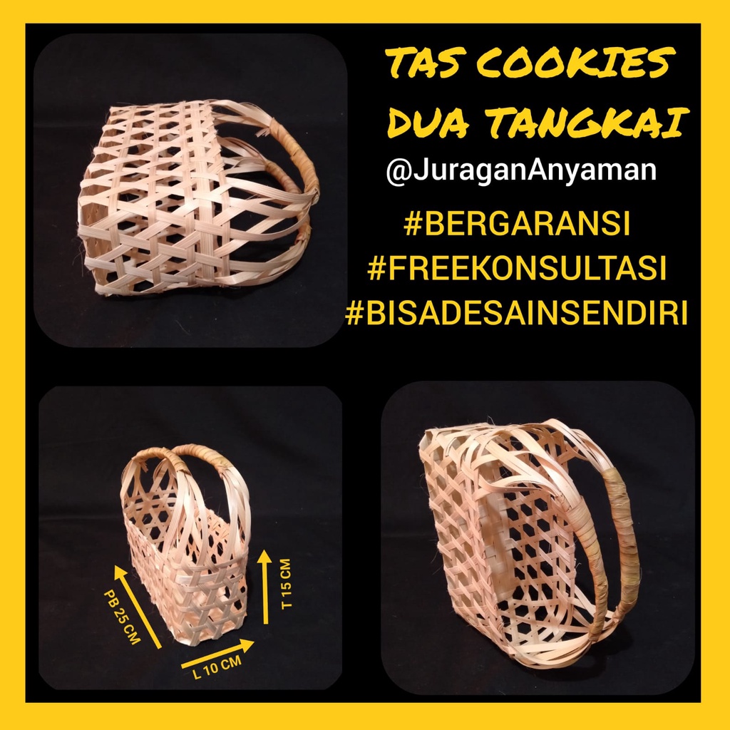Jual Tas Anyam Bambu 2 Tangkai 25x10x15 - Tas Cookies Souvenir Hamper ...