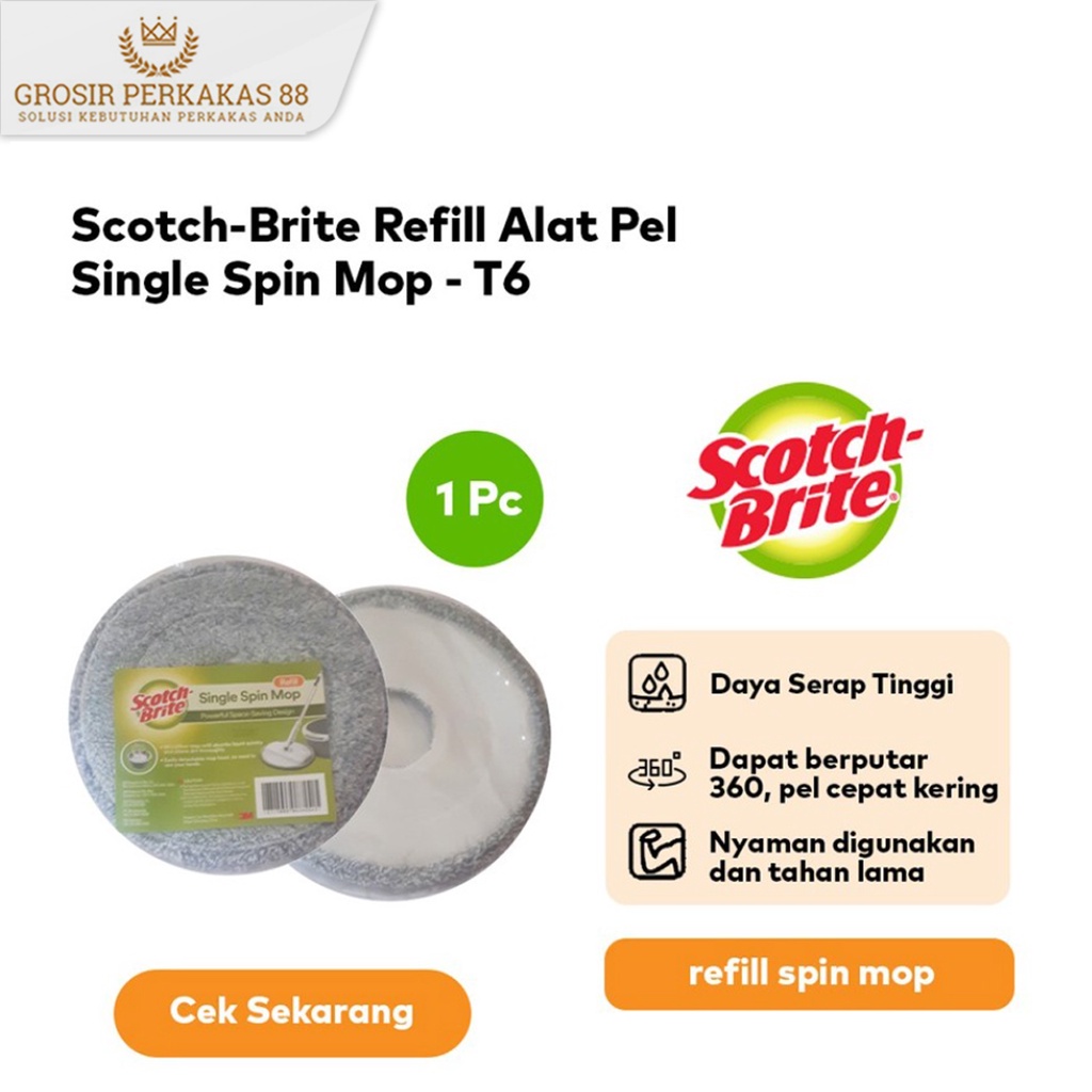Jual Scotch Brite Refil Kain Pel Pelan Refill Spin Mop Micro Fiber T6 ...