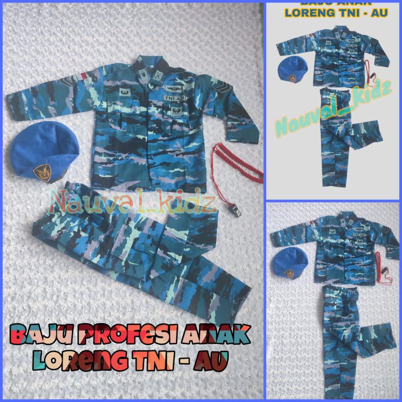 Jual Baju kostum profesi loreng TNI - AU Auri anak / kostum karnaval ...