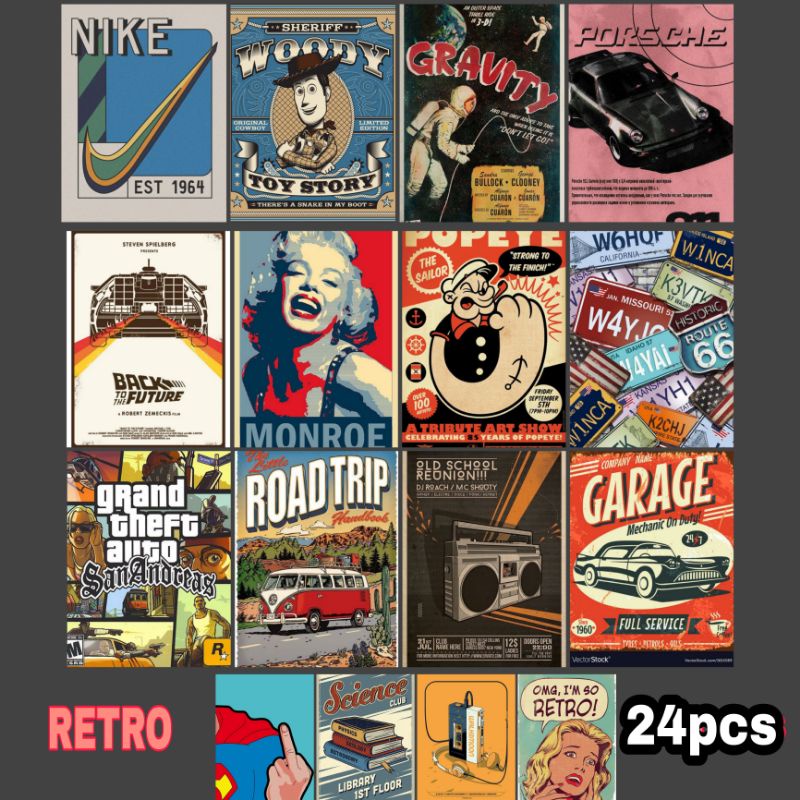 Jual POSTER DINDING AESTHETIC TEMA RETRO ISI 24 PCS DENGAN KUALITAS HD ...