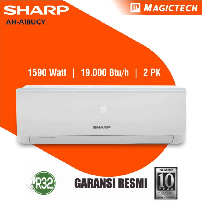 Jual AC SHARP 2 PK AH-A18UCY STANDARD - R32 | Shopee Indonesia