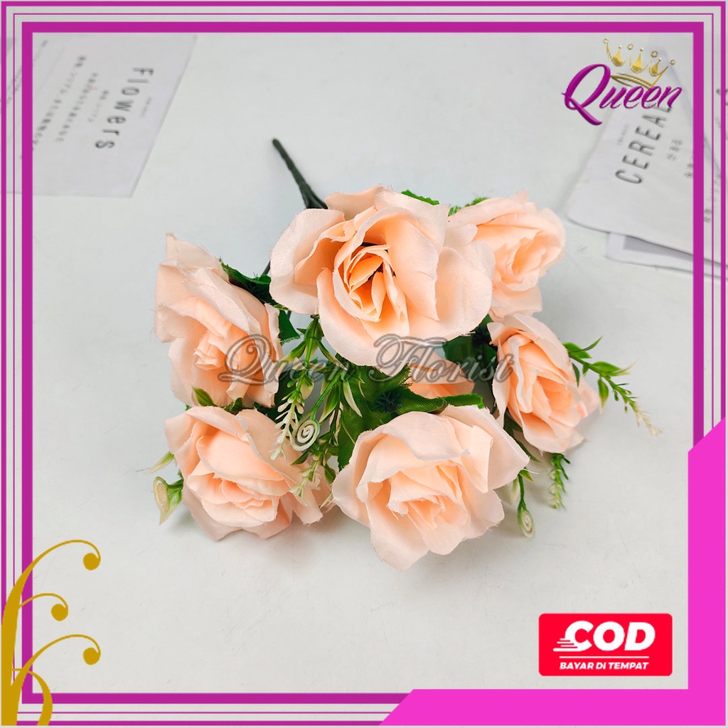 Jual Bunga Mawar Rose MR Cabang 7 Bahan Kain Dan Plastik - rose jepang -mawar murah - Artificial ...