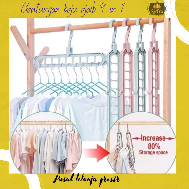 Jual Gantungan Baju Multifungsi Ajaib 9 in 1 / Magic Hanger / Wonder Hanger / Foldable Hanger ...