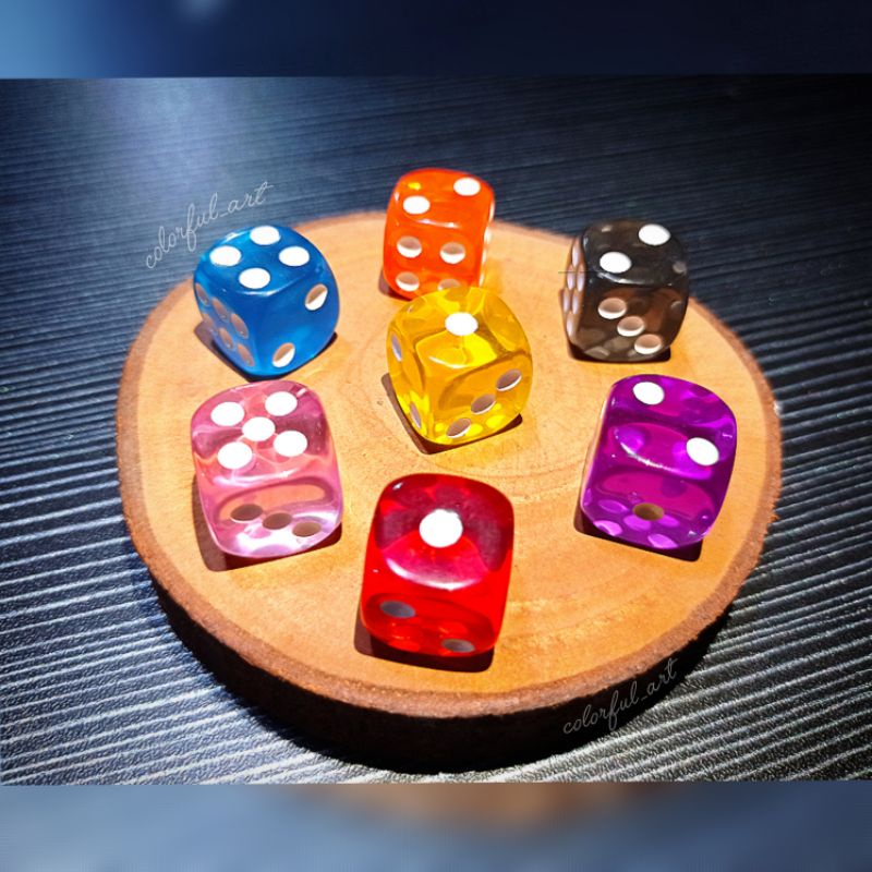 Jual [LIMITED] DADU AKRILIK TRANSPARAN BERBAGAI WARNA 16mm UJUNG TUMPUL ...