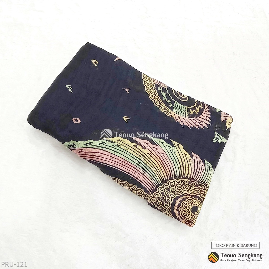 Jual Kain Tenun Dobby Batik Sutra Bugis Makassar Hitam - Tenun Sengkang PRU-121 (Harga Per 0,5 ...