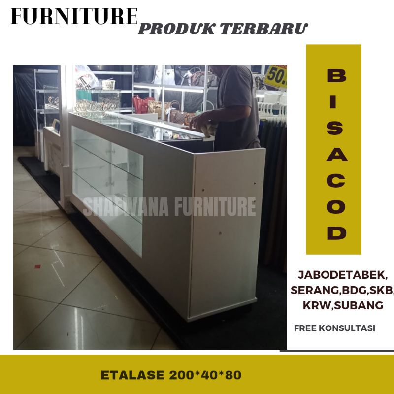 Jual meja etalase full kaca size 200*40*80 | Shopee Indonesia