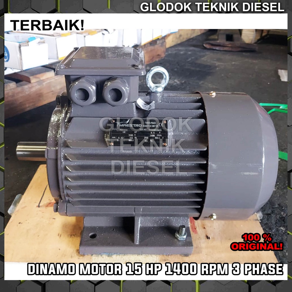 Jual Dinamo Motor 15 HP 1400 RPM 4 POLE 3 PHASE Gulungan FULL TEMBAGA ORI | Shopee Indonesia