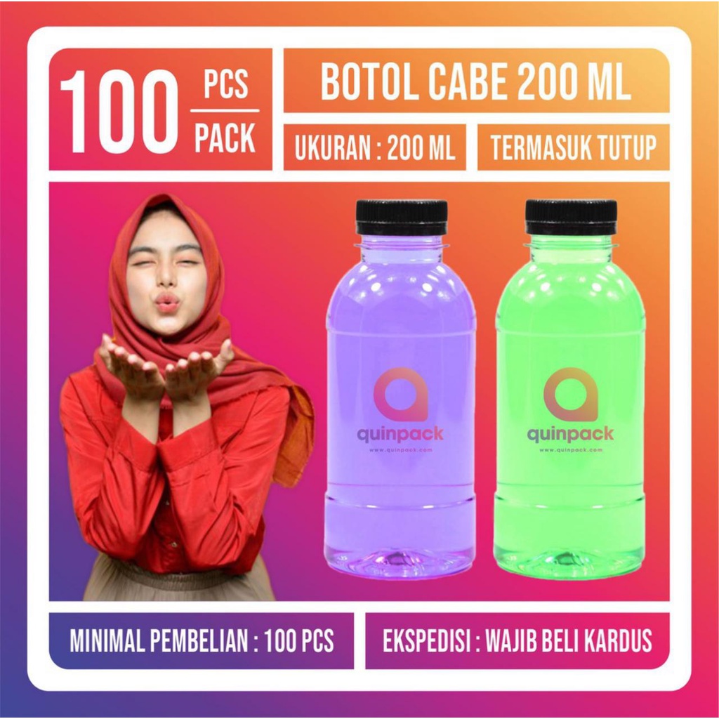 Jual Botol Plastik Cabe 200 ML - Minum Kopi Coffee Jus Juice Murah ...