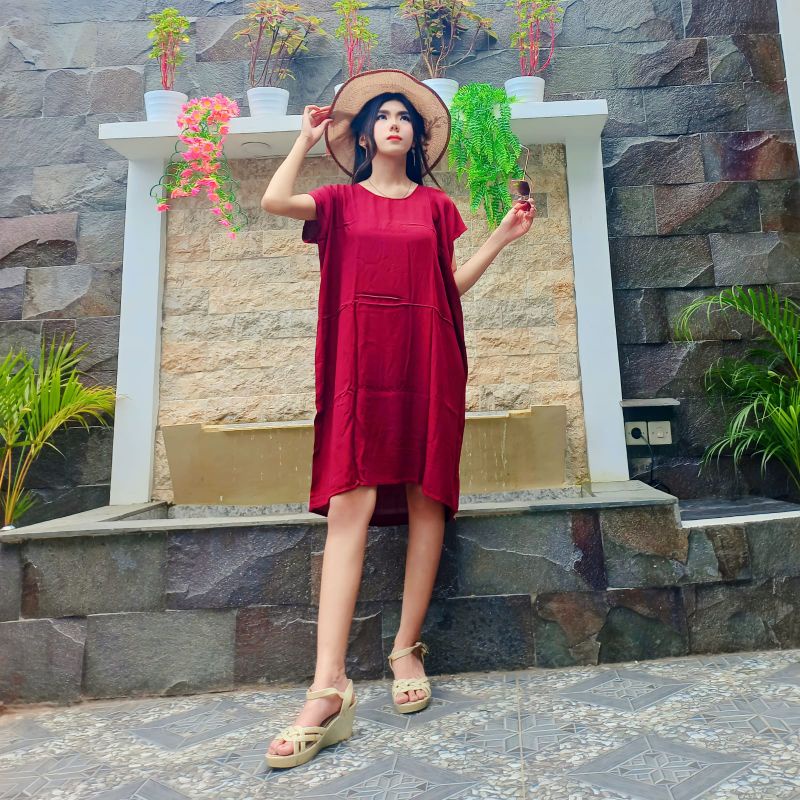 Jual daster midi polos pendek / daster bali / mini dress pakaian tidur ...