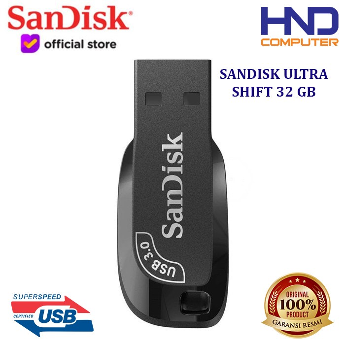 Jual Sandisk Flashdisk Ultra Shift USB 3.2 100MB/s 32GB/64GB | Shopee ...