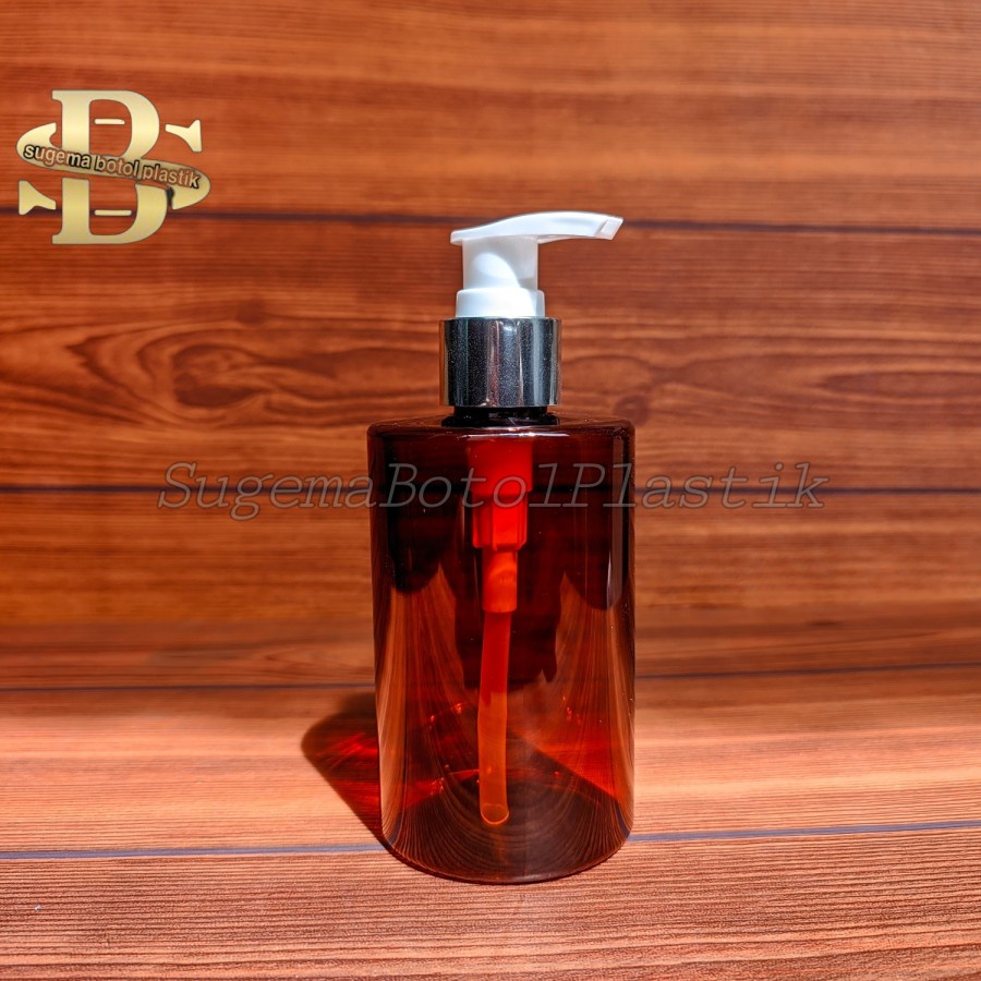 Jual botol pump silver 250ml rf dioli tutup silver botol coklat | Shopee Indonesia